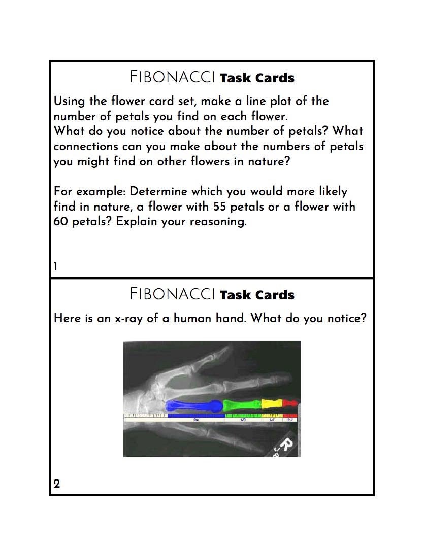 Fibonacci Task Cards - Etsy