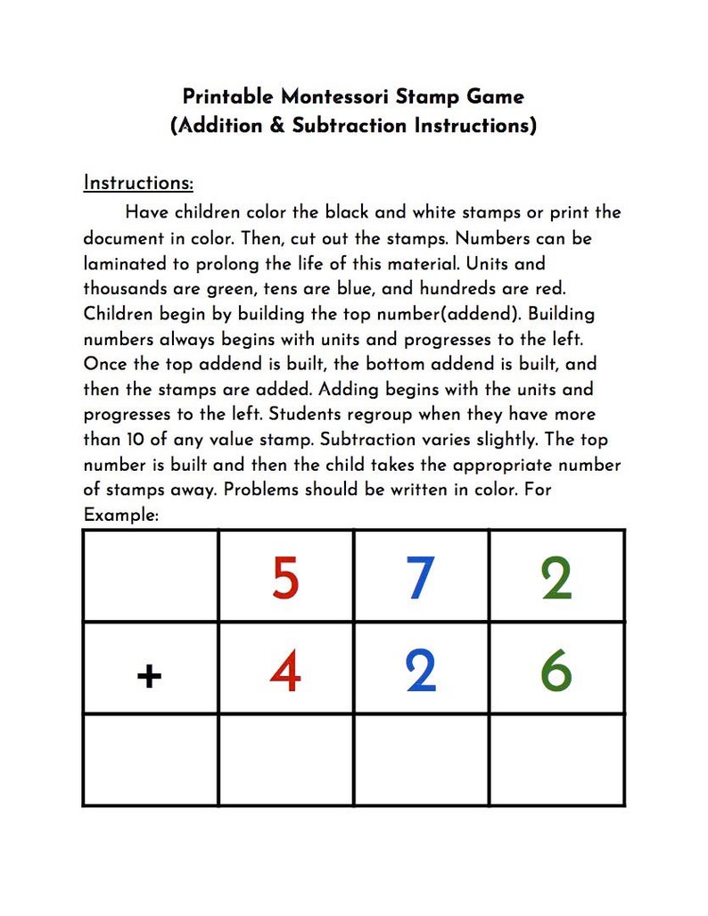 Printable Montessori Stamp Game - Etsy