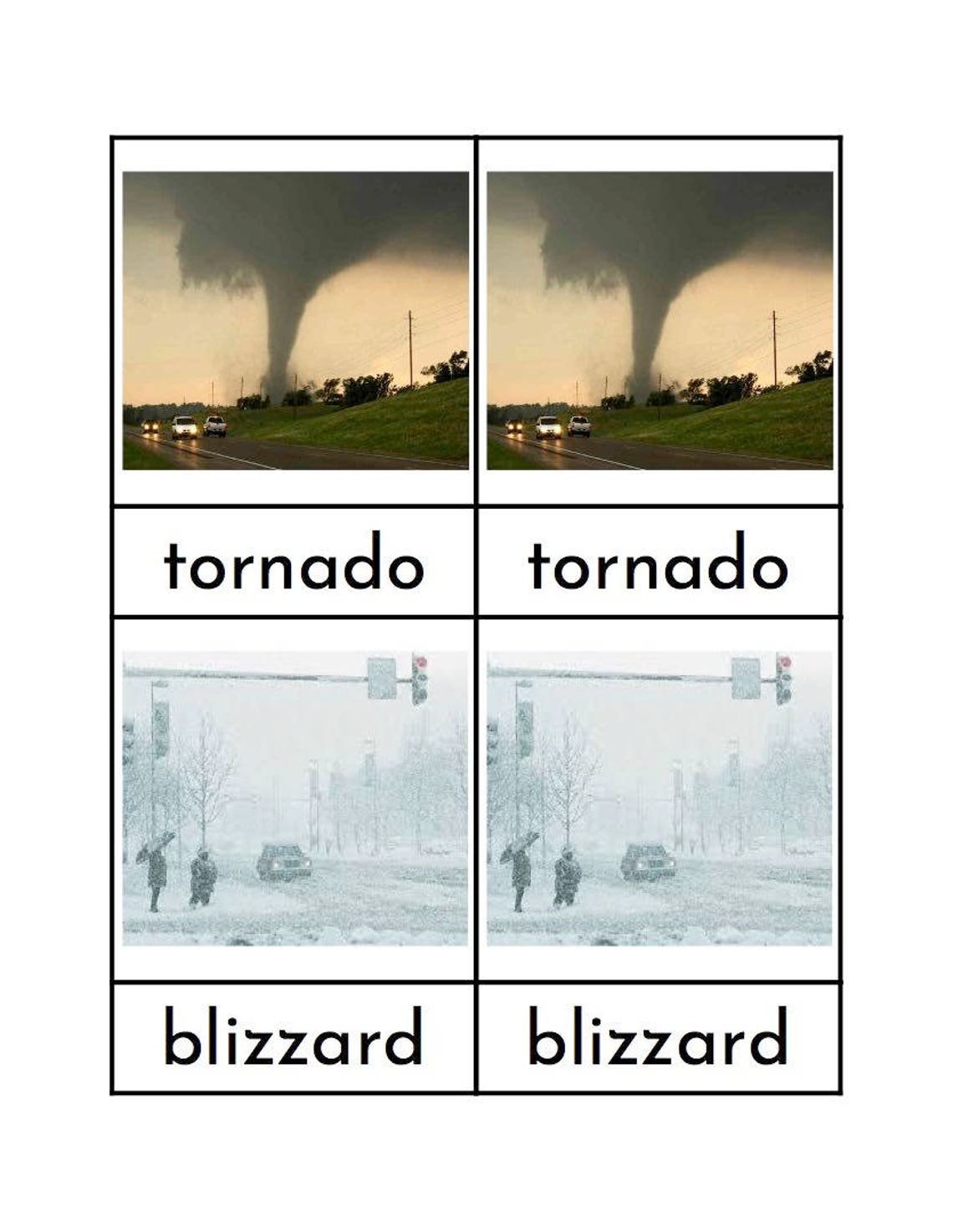 Weather Montessori Three Part Cards | Etsy