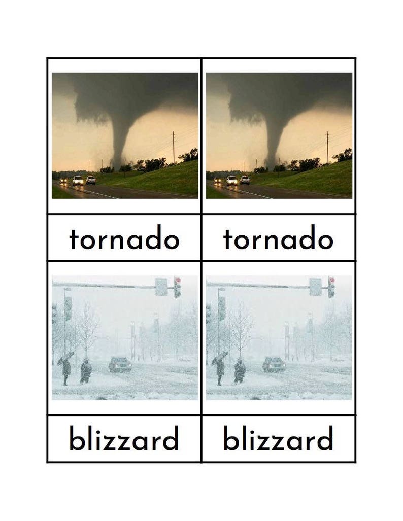 Weather Montessori Three Part Cards | Etsy