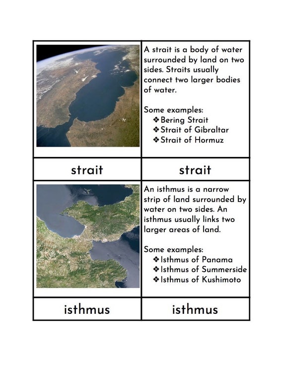 Montessori Land and Water Forms Three/four Part Cards - Etsy