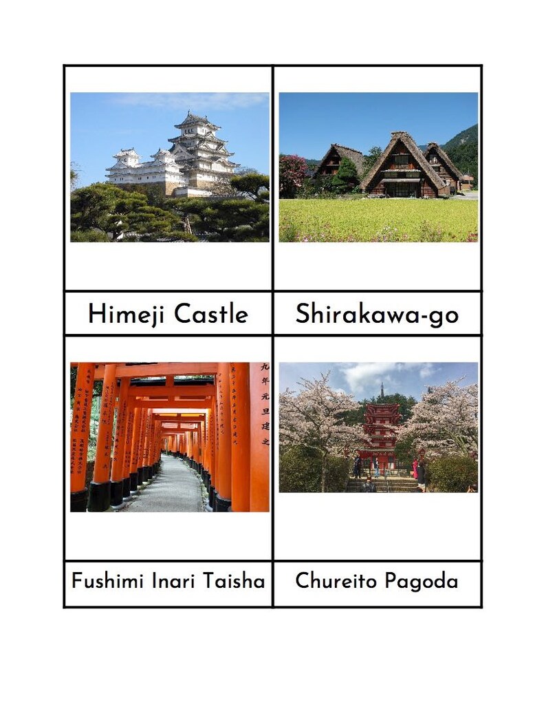 Historical Sites of Japan Montessori Three/four Part Cards - Etsy