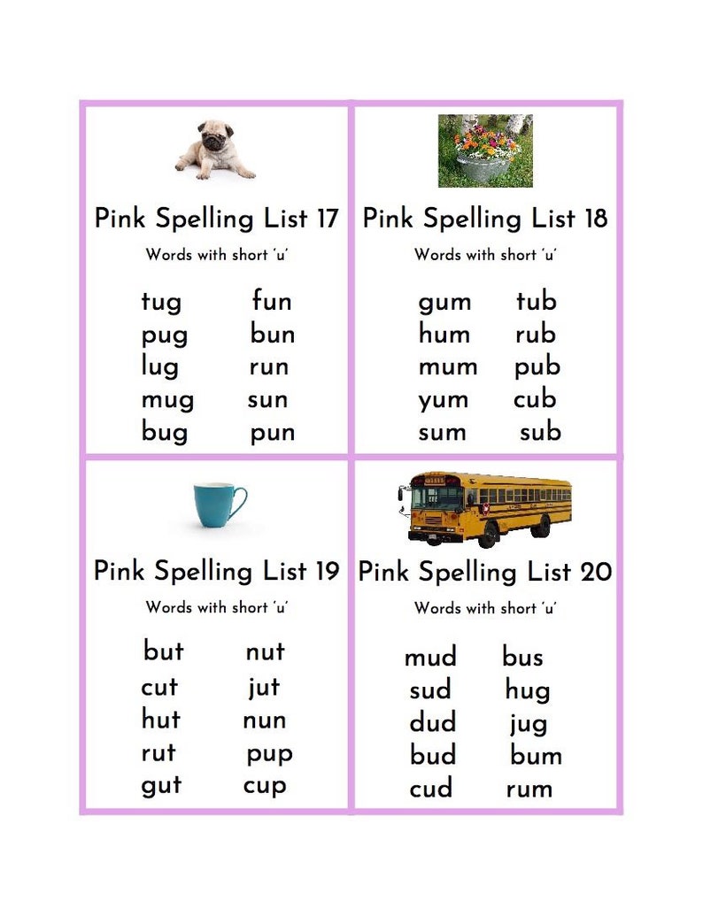 Pink Language Series Montessori Spelling List Set - Etsy