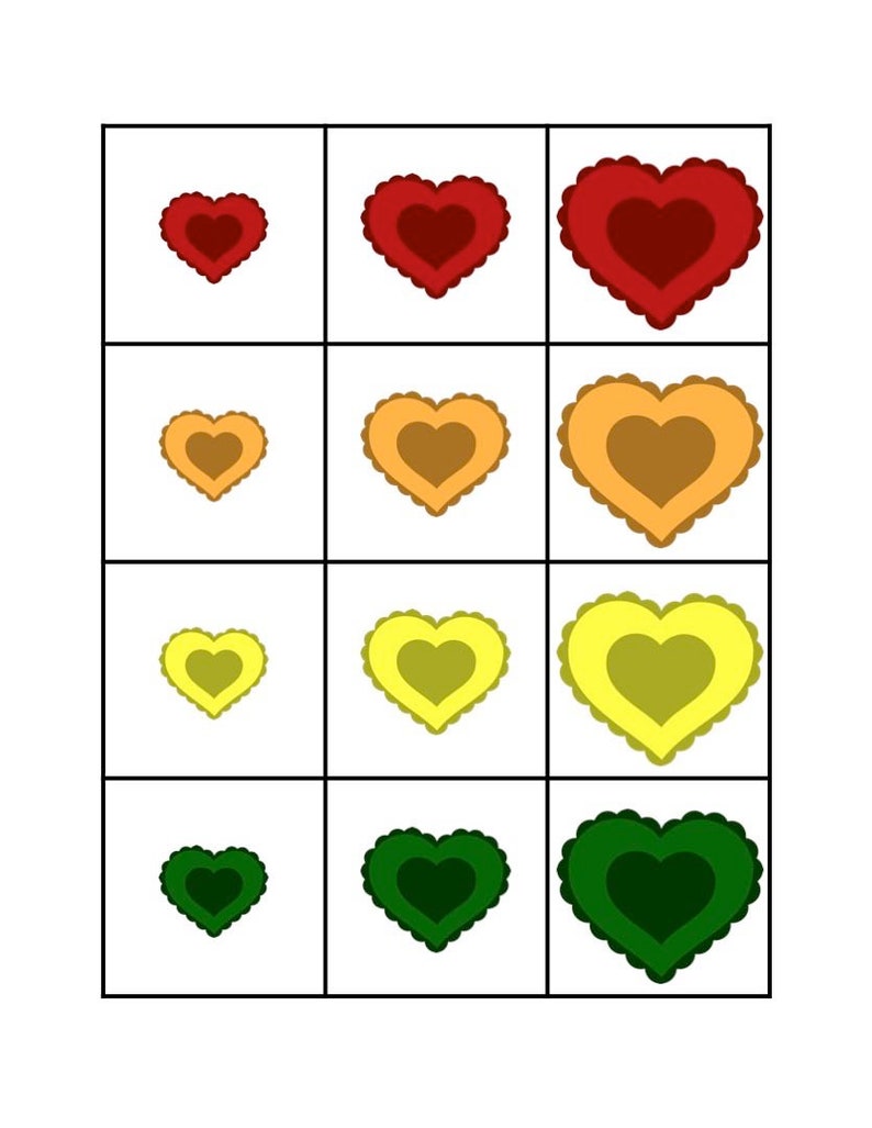 Hearts Size and Color Sorting - Etsy