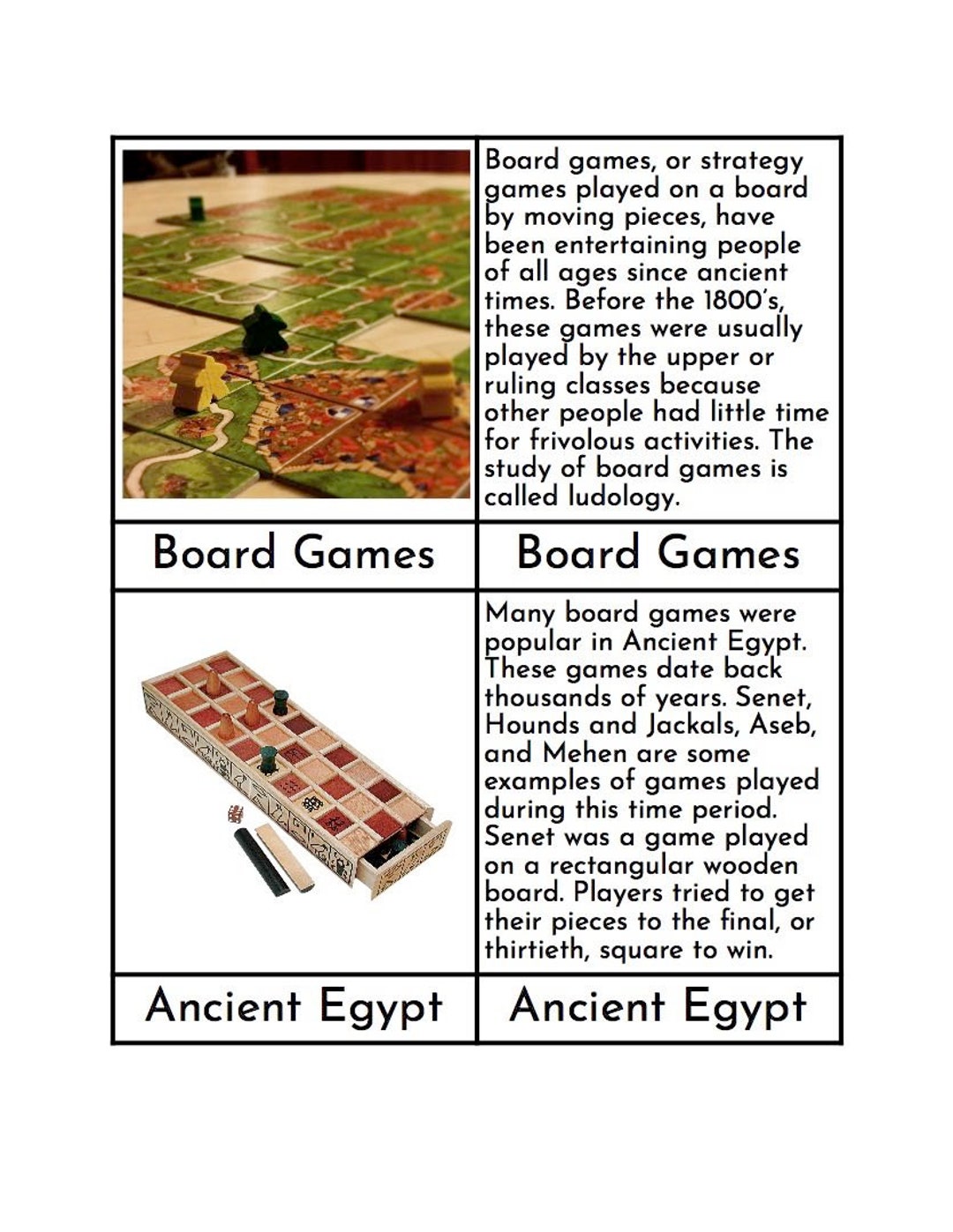 History of Board Games Montessori Three/four Part Cards - Etsy