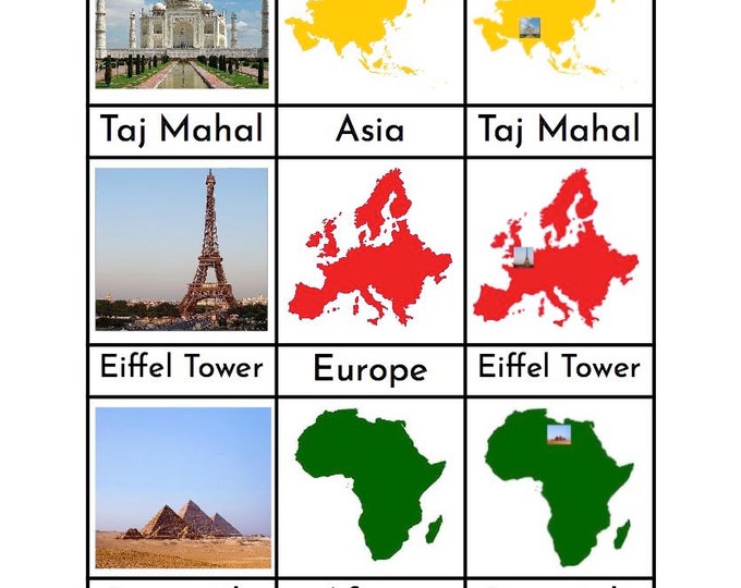 Landmarks "around the World" Matching Cards - Etsy