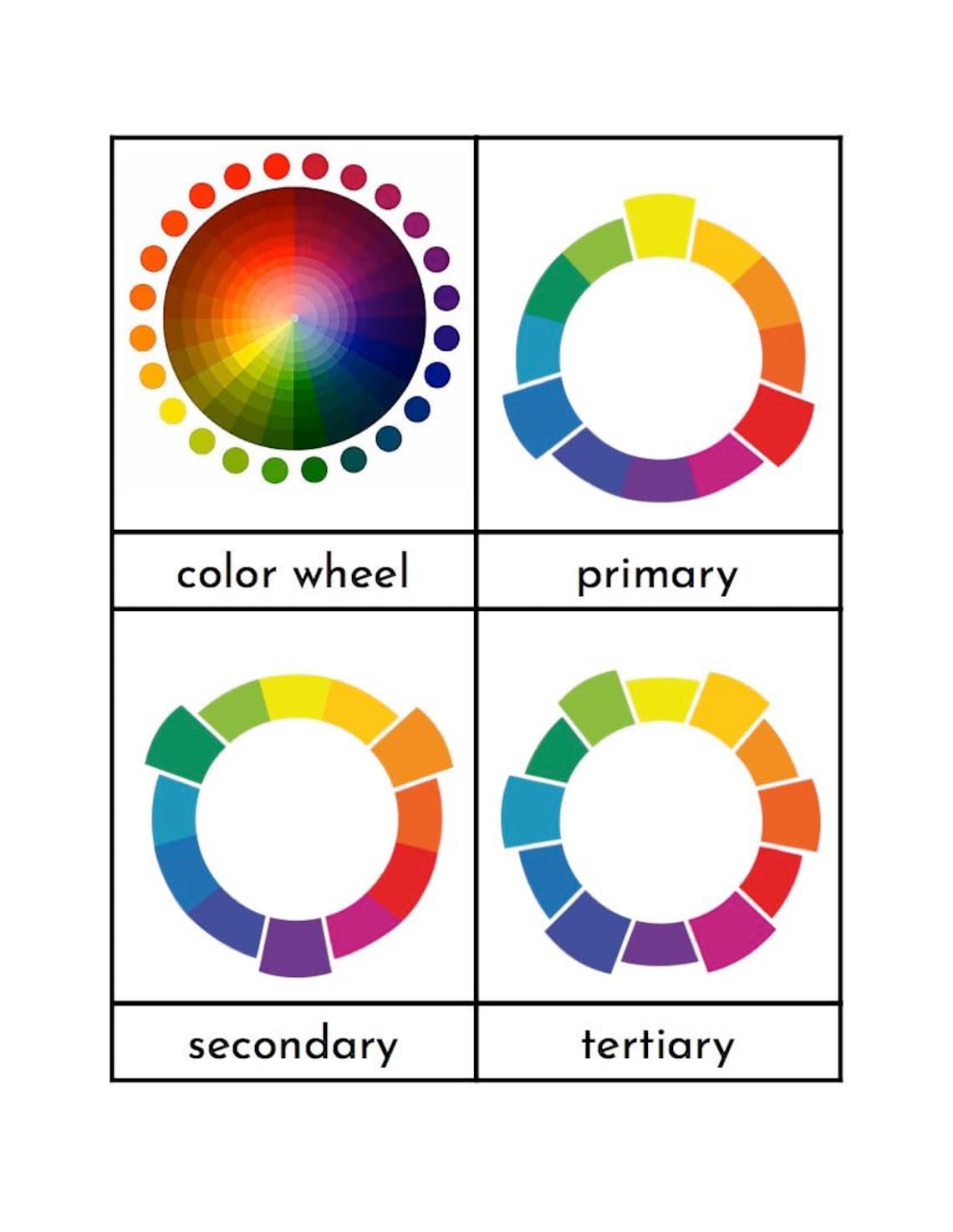Color Theory Three/four Part Cards - Etsy