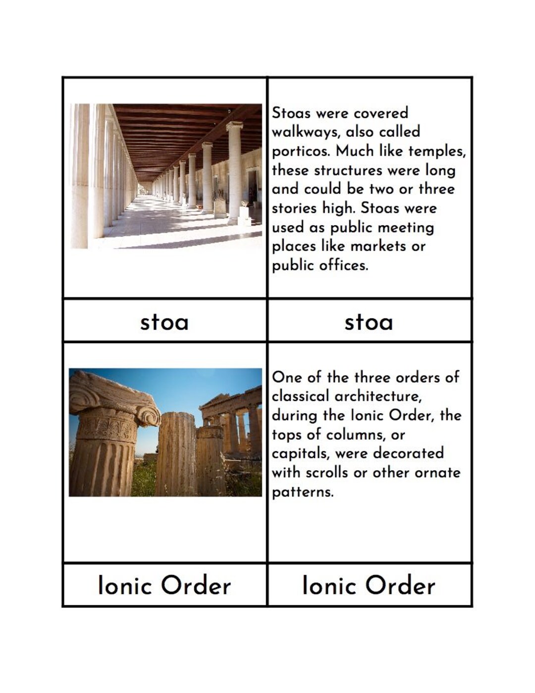 Ancient Greek Architecture Montessori Three/four Part Cards - Etsy