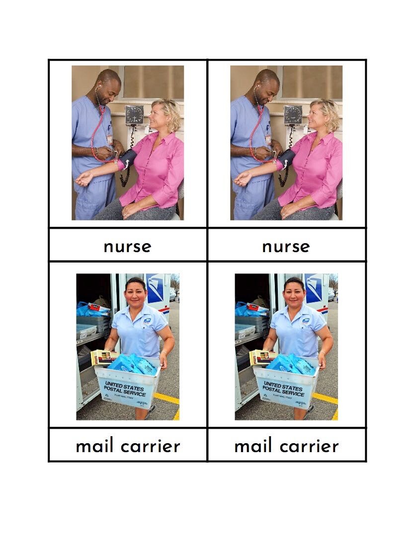 Montessori Occupations Three Part Cards - Etsy