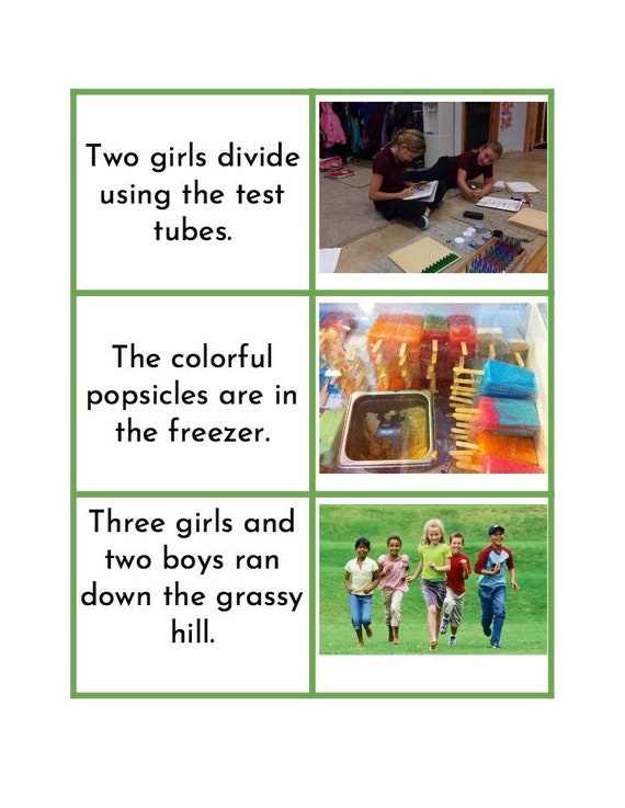 Montessori Green Language Series Sentence Matching - Etsy