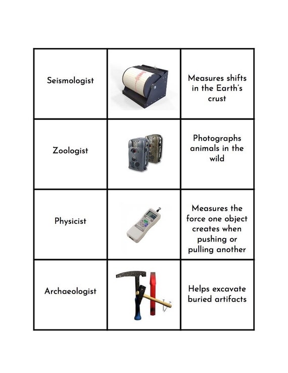 Science Tools Matching Cards Science Tools Vocabulary Cards & Make An