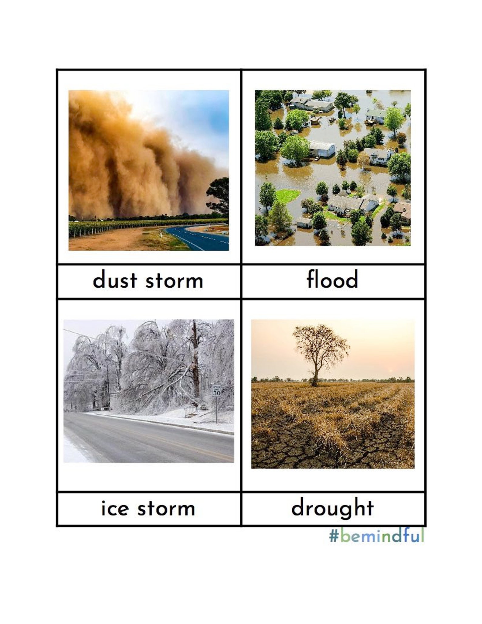 Extreme Weather Montessori Three/four Part Cards - Etsy