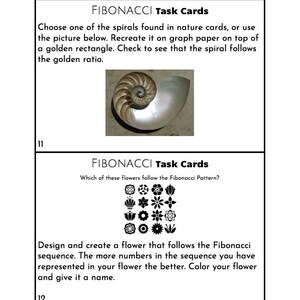 Fibonacci Task Cards - Etsy
