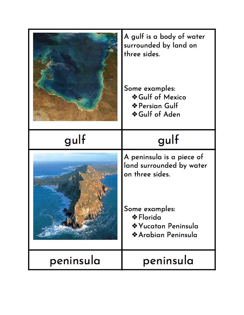 Montessori Land and Water Forms Three/four Part Cards - Etsy