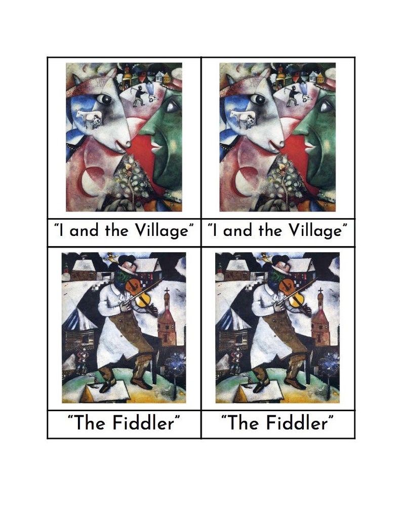 Marc Chagall Montessori Three Part Cards and Artist Bio - Etsy