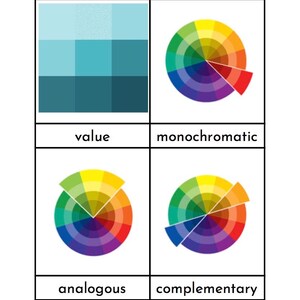 Color Theory Three/four Part Cards - Etsy