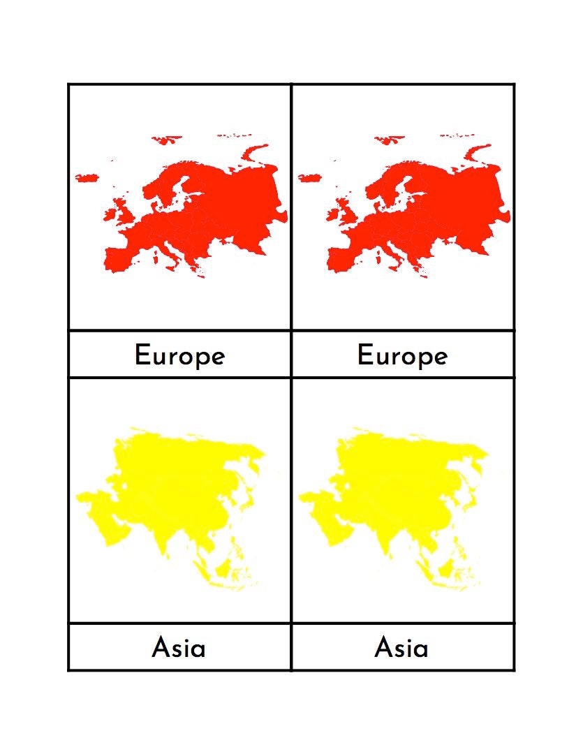 Montessori Seven Continents Three Part Cards - Etsy