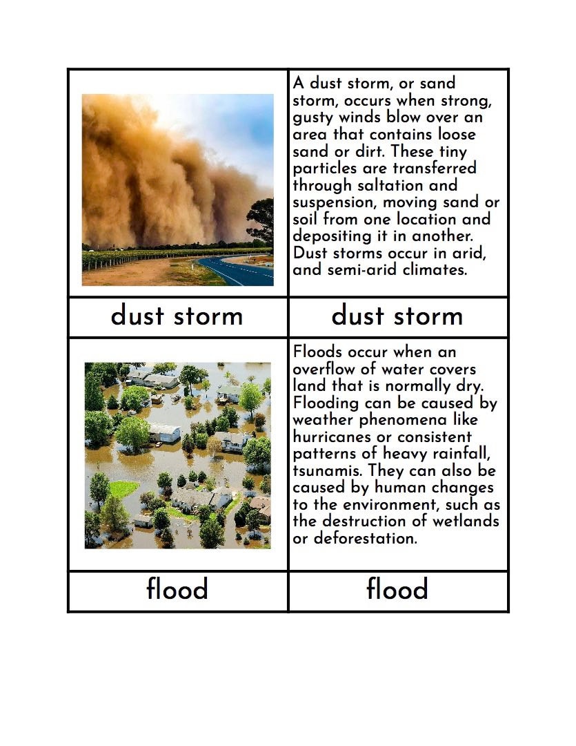 Extreme Weather Montessori Three/four Part Cards - Etsy
