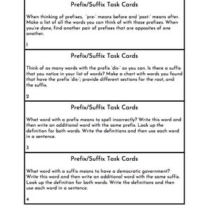 Montessori Prefix/suffix Task Card Set - Etsy