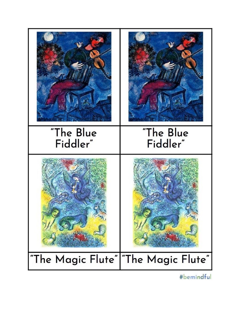 Marc Chagall Montessori Three Part Cards and Artist Bio - Etsy