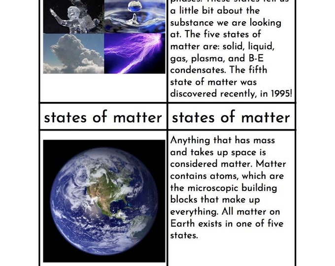 States of Matter - Montessori Three/four Parts Cards With FREEBIE! - Etsy