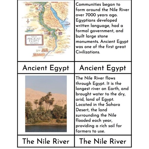 Montessori Ancient Egypt Three/four Part Cards | Etsy