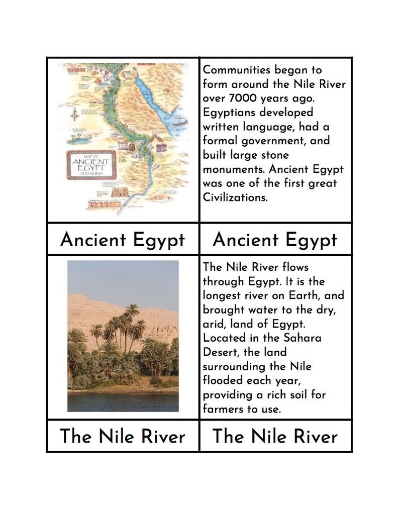 Montessori Ancient Egypt Three/four Part Cards - Etsy