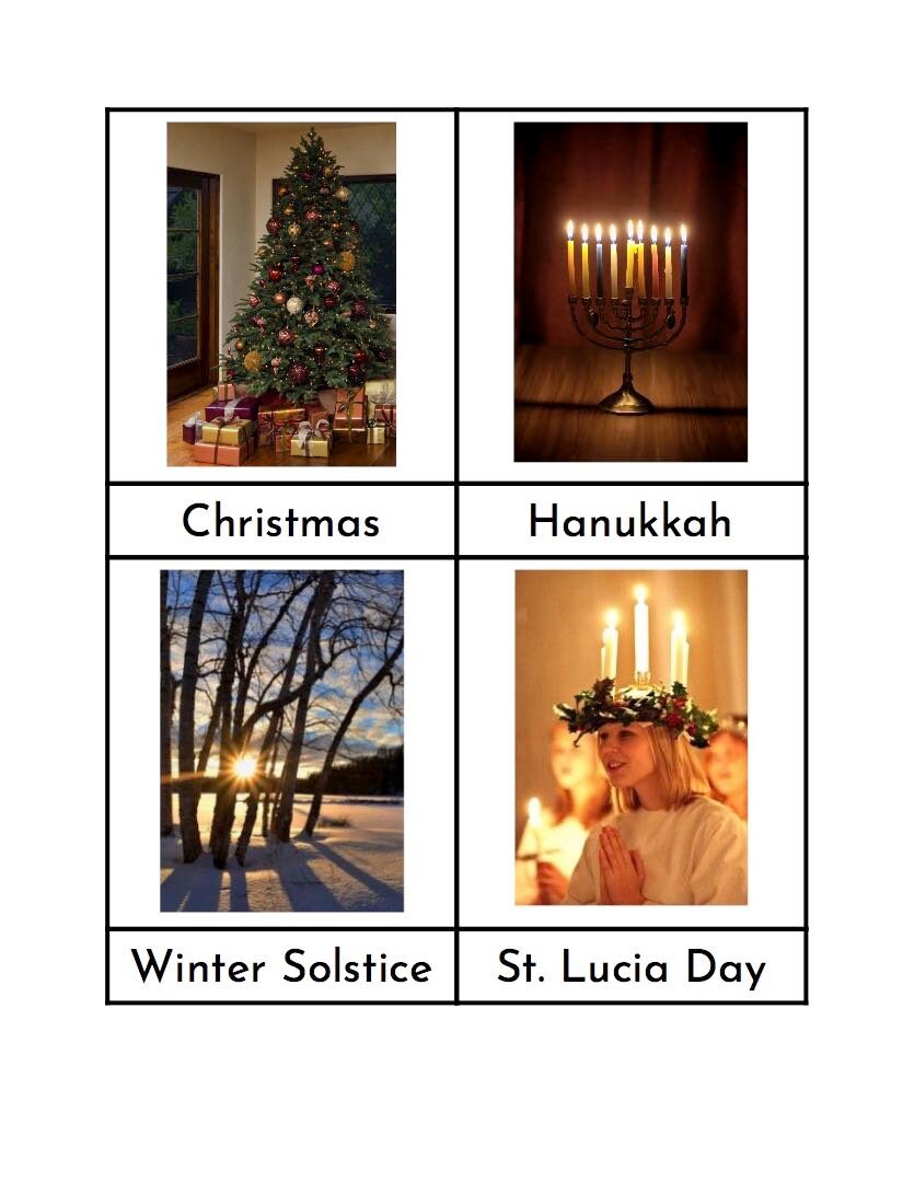 Winter Holidays Montessori Three/four Part Cards - Etsy