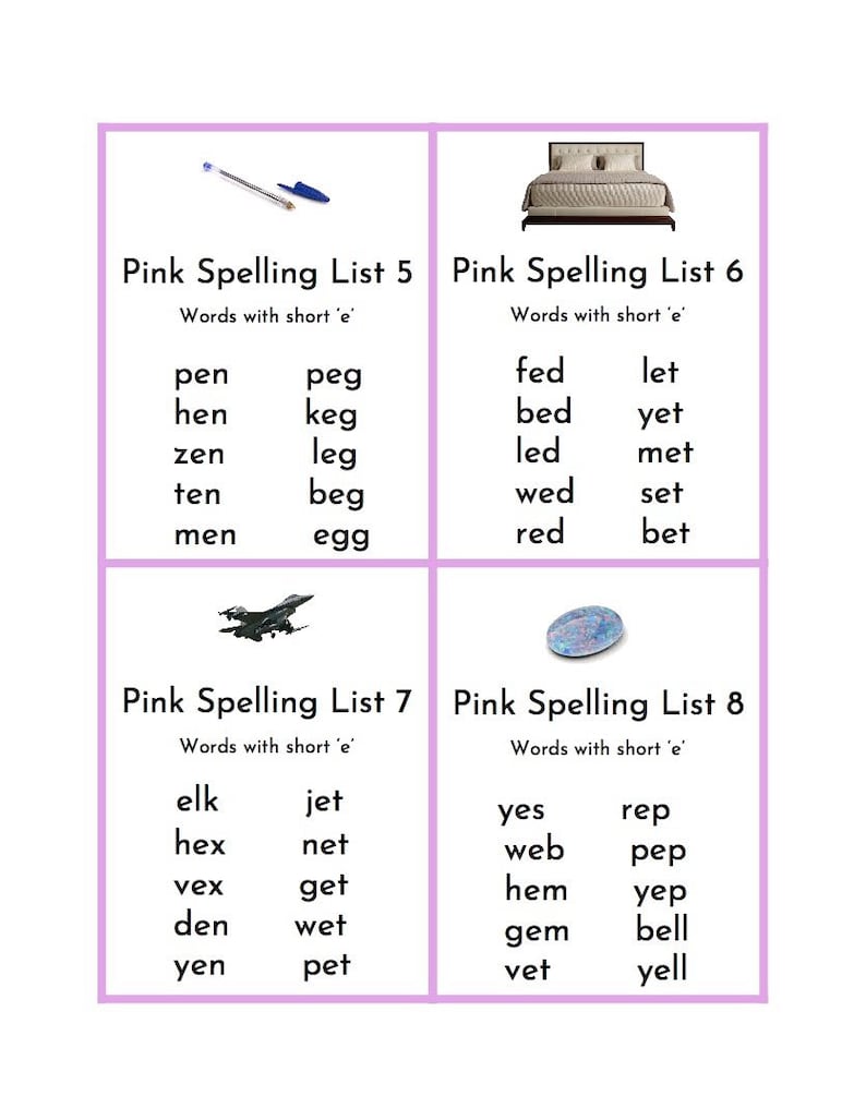 Pink Language Series Montessori Spelling List Set - Etsy
