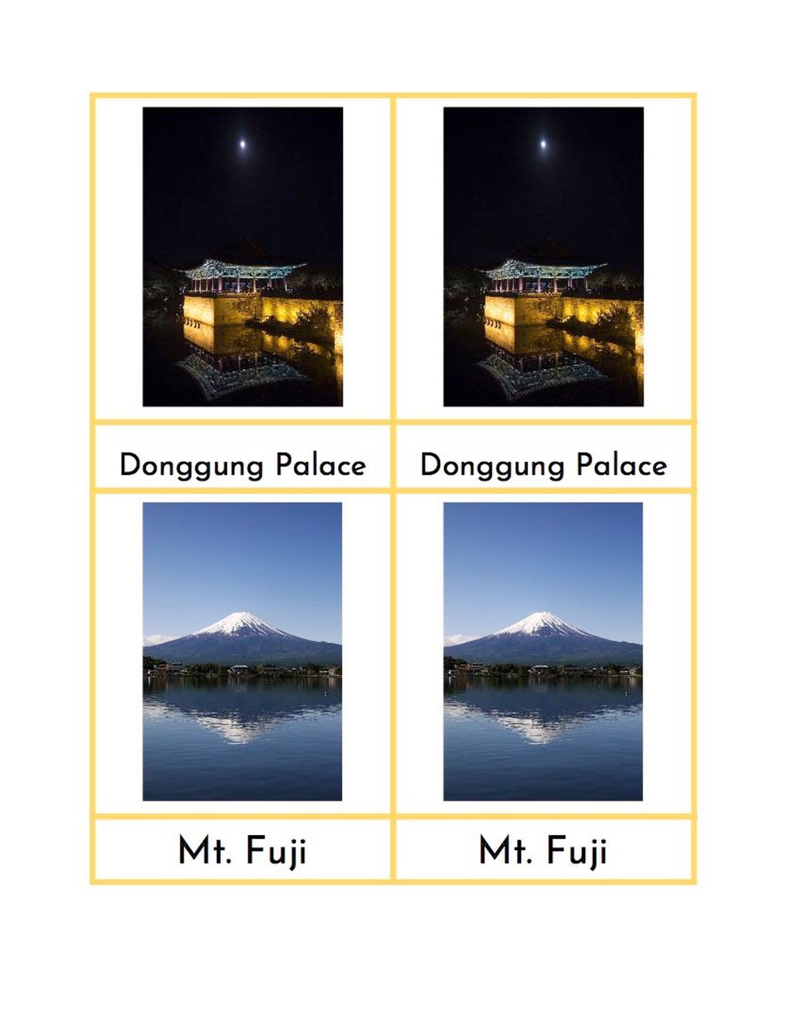 Beautiful Places on Earth asia Montessori Three Part Cards - Etsy