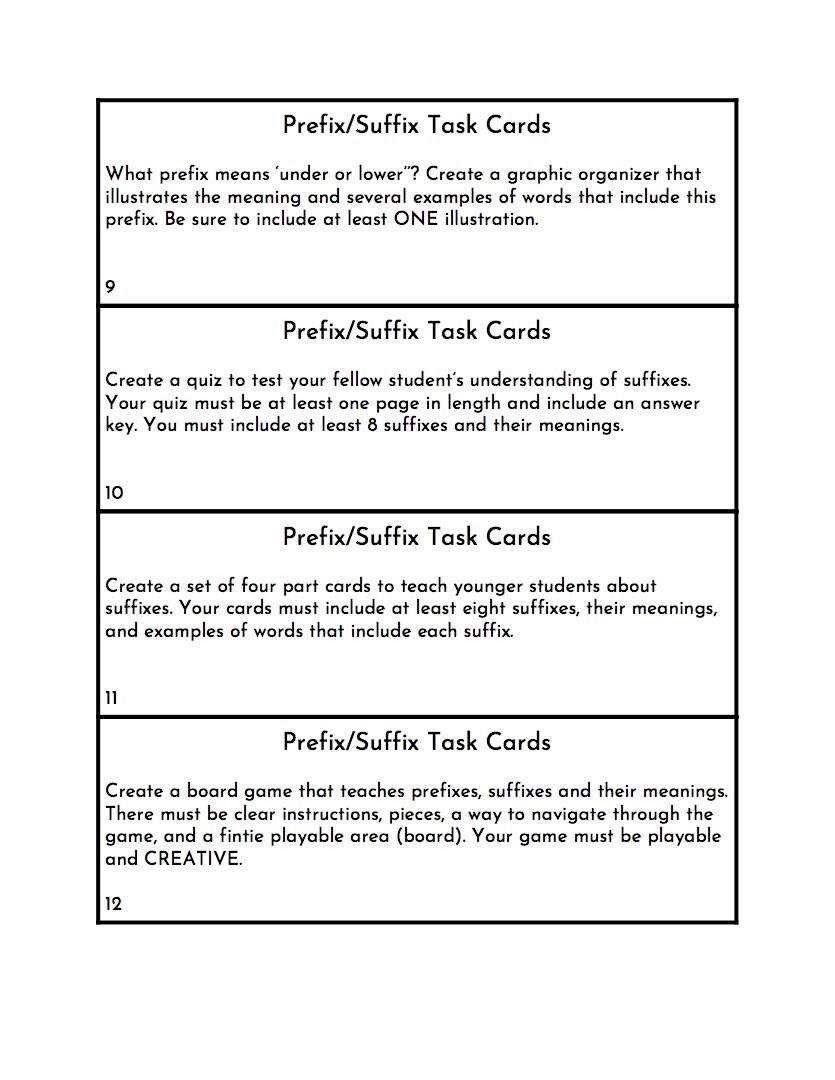 Montessori Prefix/suffix Task Card Set - Etsy