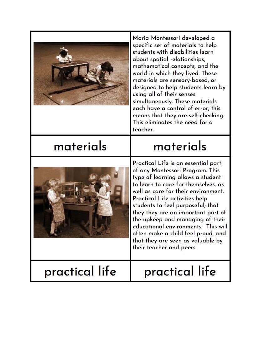 Maria Montessori Bundle Two Sets of Three/four Part Cards and Biography ...