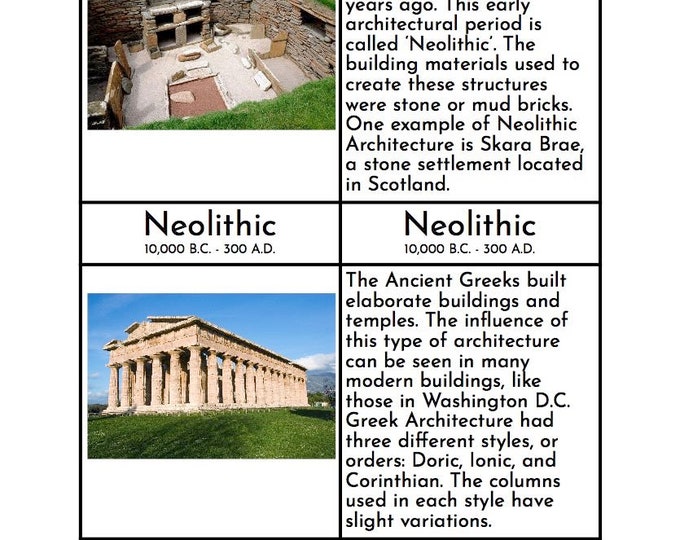 Timeline of Architecture - Three/four Part Cards - Etsy