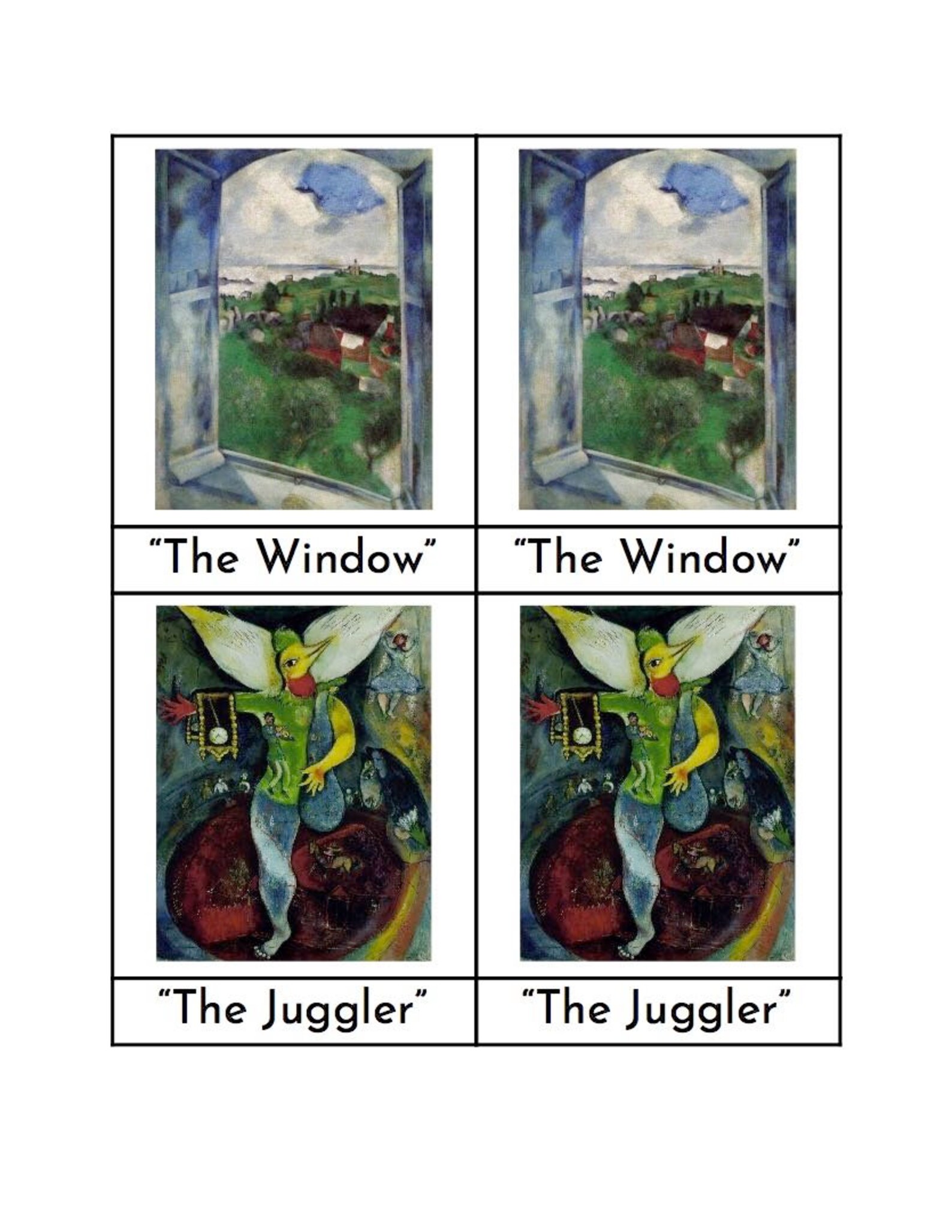 Marc Chagall Montessori Three Part Cards and Artist Bio - Etsy