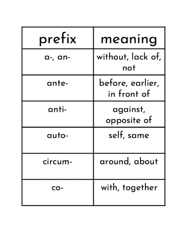 Montessori Prefix Matching Cards - Etsy