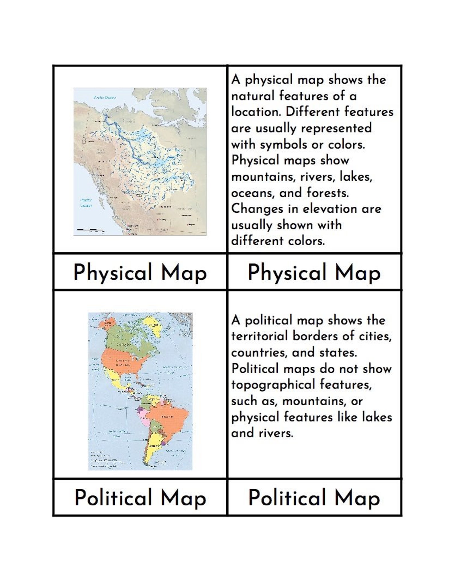 Montessori Types of Maps Three/four Part Cards - Etsy