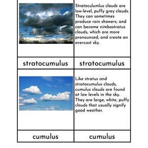 Types of Clouds - Montessori Three/four Part Cards - Etsy