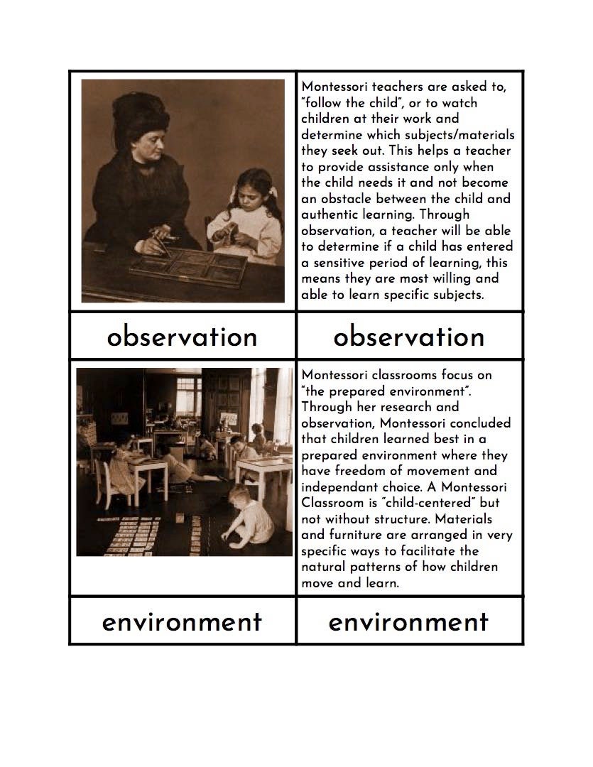 Maria Montessori Bundle Two Sets of Three/four Part Cards and Biography ...