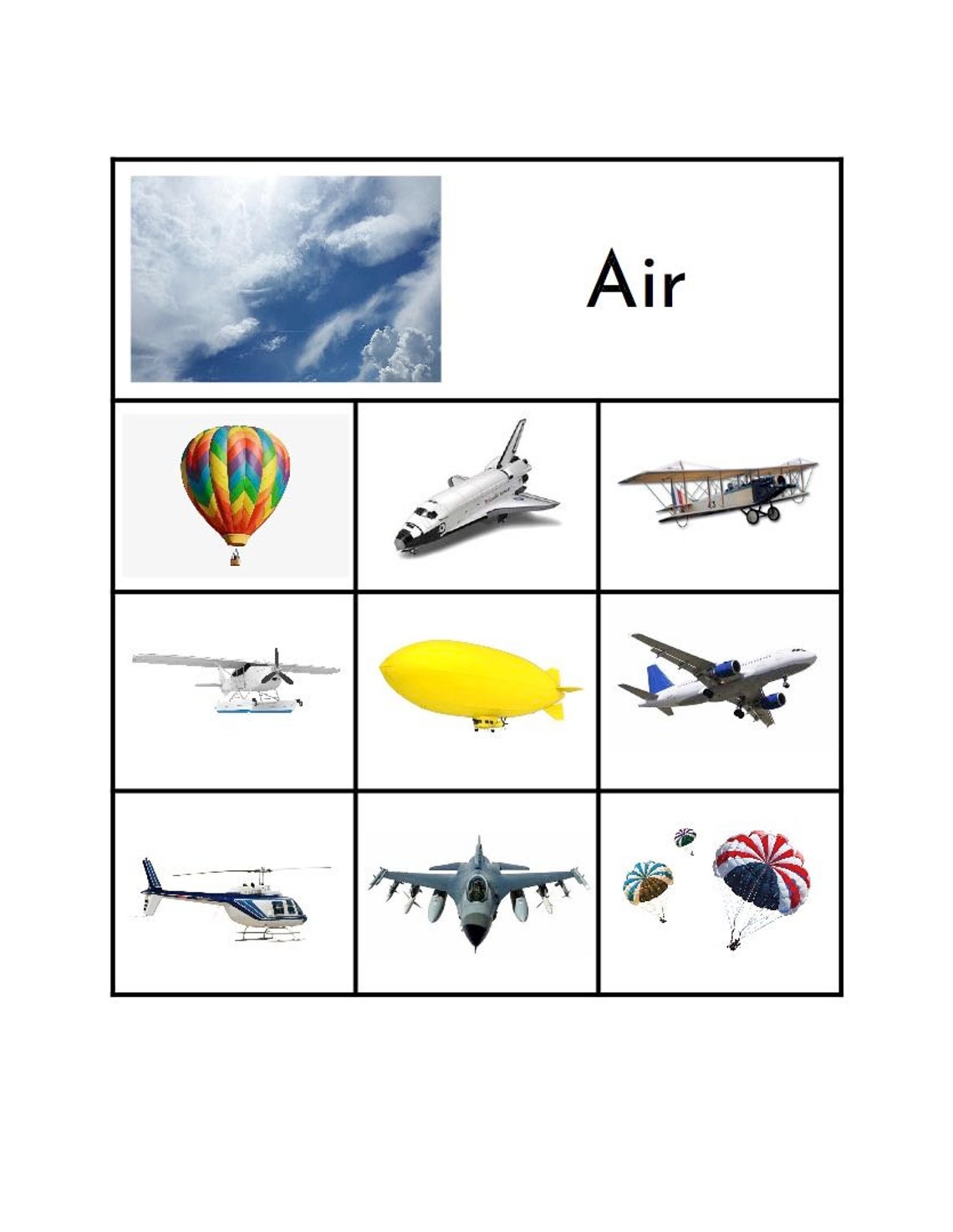 Land/air/water Montessori Sorting Cards - Etsy