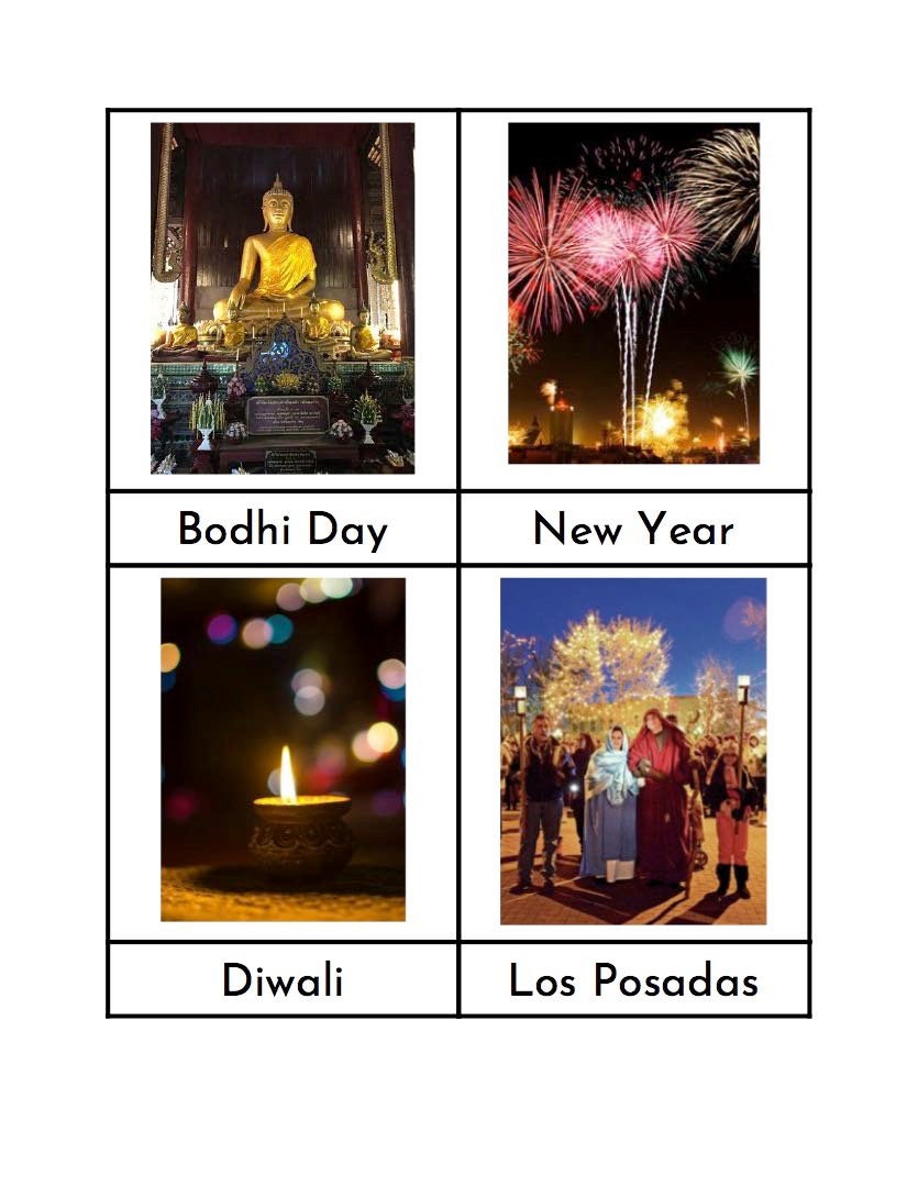 Winter Holidays Montessori Three/four Part Cards - Etsy