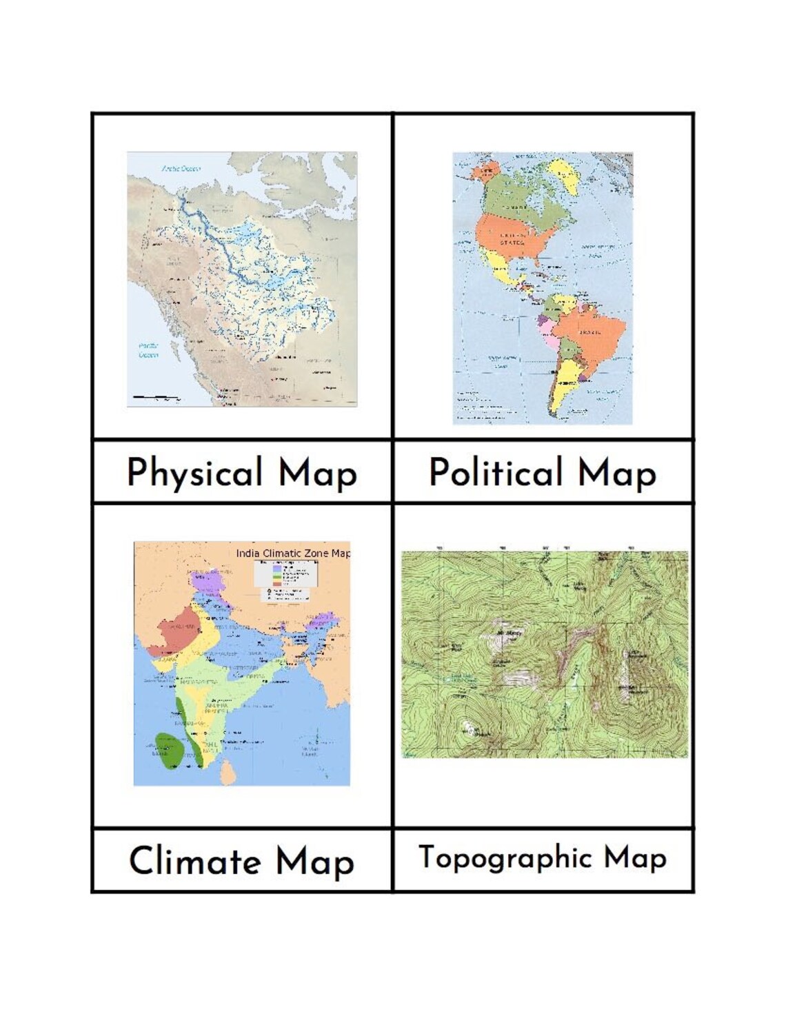 Montessori Types of Maps Three/four Part Cards - Etsy