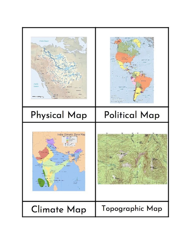Montessori Types of Maps Three/four Part Cards - Etsy