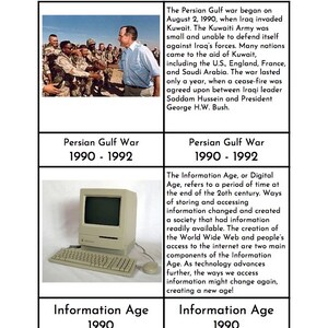 Montessori American History Timeline 1973 2001 Three/four Part Cards - Etsy