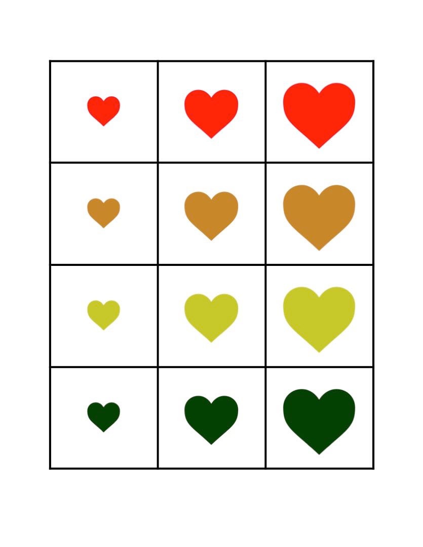 Hearts Size and Color Sorting - Etsy