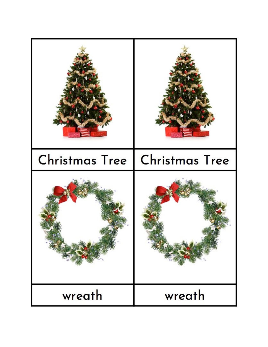 Christmas - Montessori Three Part Cards - Etsy