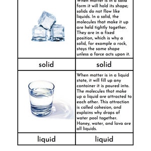 States of Matter - Montessori Three/four Parts Cards With FREEBIE! - Etsy