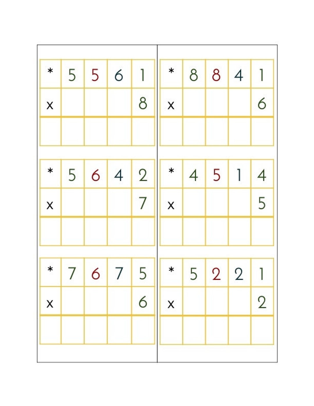 Multiplication Problem Cards - Montessori Math (72 Problems) - Etsy