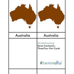 Montessori Seven Continents Three Part Cards - Etsy