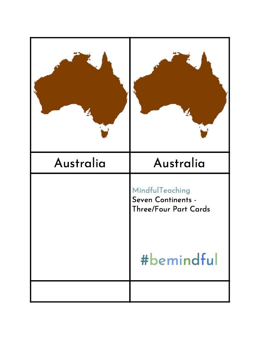 Montessori Seven Continents Three Part Cards - Etsy