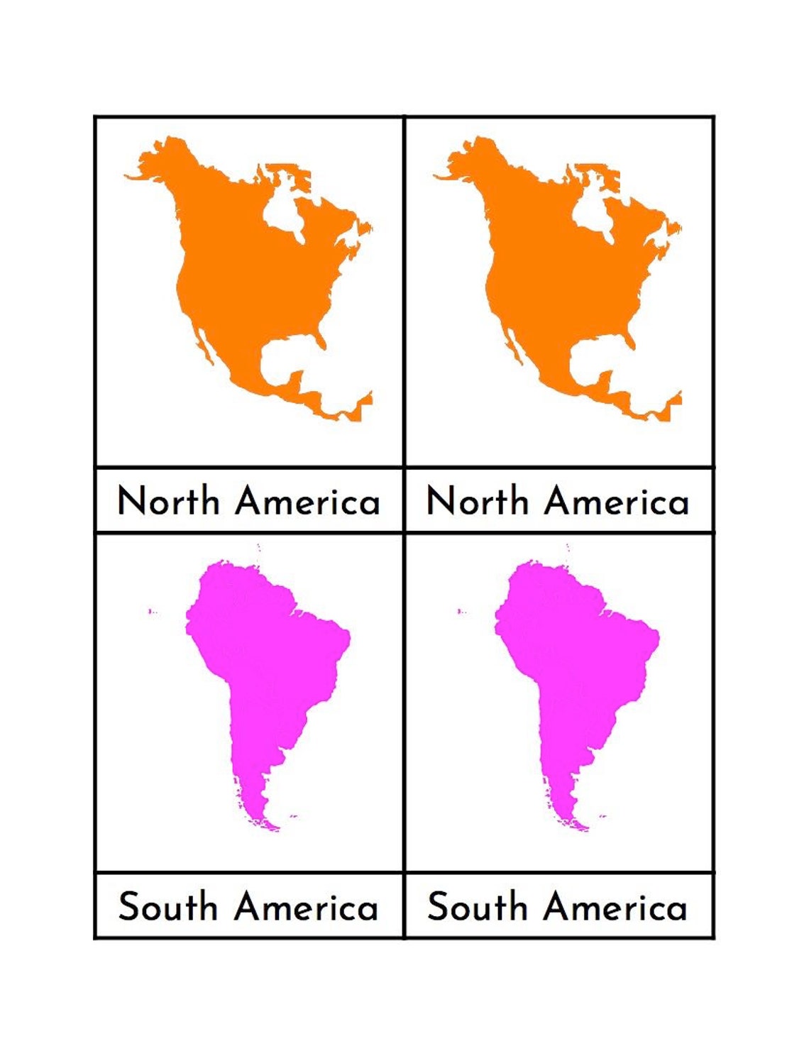 Montessori Seven Continents Three Part Cards - Etsy